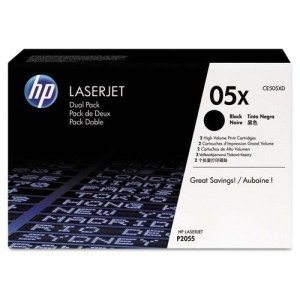HP 05X, (CE505X-D) 2-pack High-Yield Black Original LaserJet Toner ...